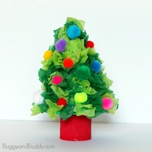 Christmas Tree Craft Using Tissue Paper - Buggy and Buddy