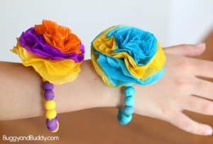 Tissue Paper Flower Bracelet Craft for Kids - Buggy and Buddy