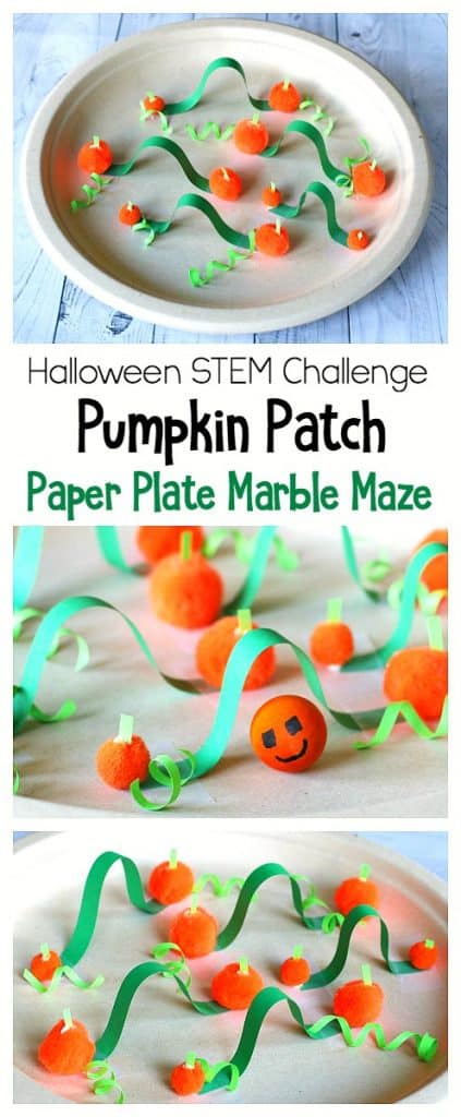 Halloween STEM Challenge: Pumpkin Patch Paper Plate Marble Maze - Buggy ...