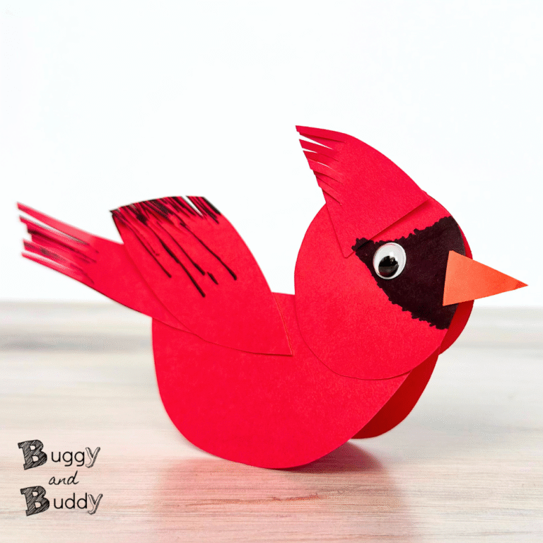 Standing Paper Cardinal Craft for Kids with Printable Template - Buggy ...